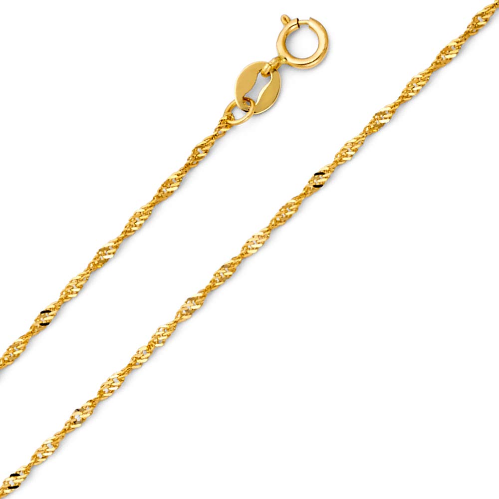 TGDJ 14k Yellow Gold Religious Saint Christopher Medal Pendant with 1.2mm Singapore Chain Necklace (20.0)