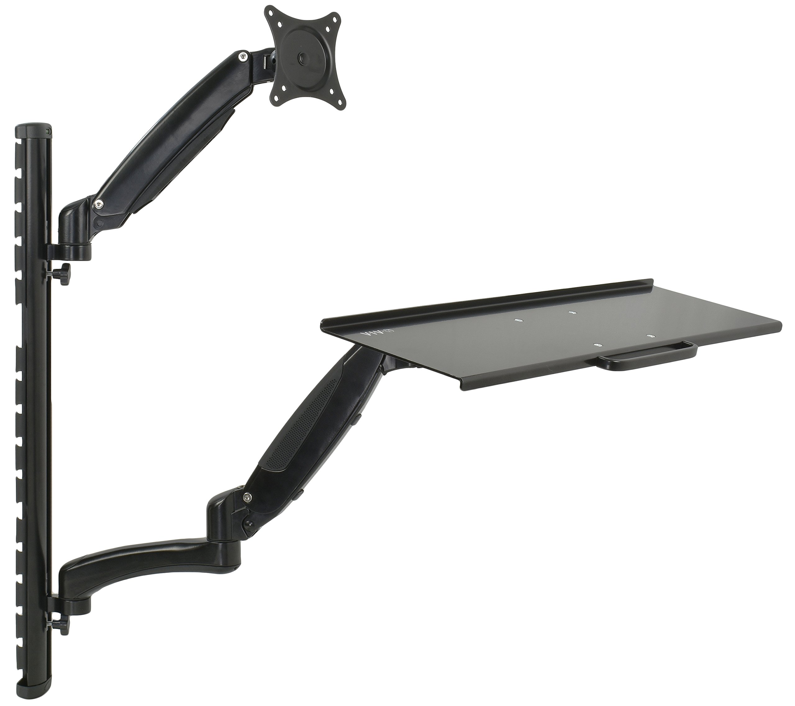 VIVO Black Sit-Stand Wall Mount Counterbalance Height Adjustable Monitor and Keyboard Workstation for Screens up to 27 inches STAND-SIT1K
