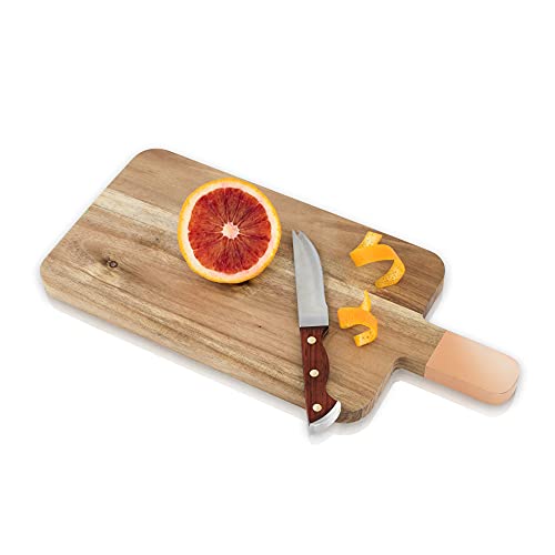 Viski Bartender Knife, 7 Inch Knife, Acacia Wood Handle, Double Tipped Stainless Steel Blade, Bar Knife, Riveted Base, Set of 1