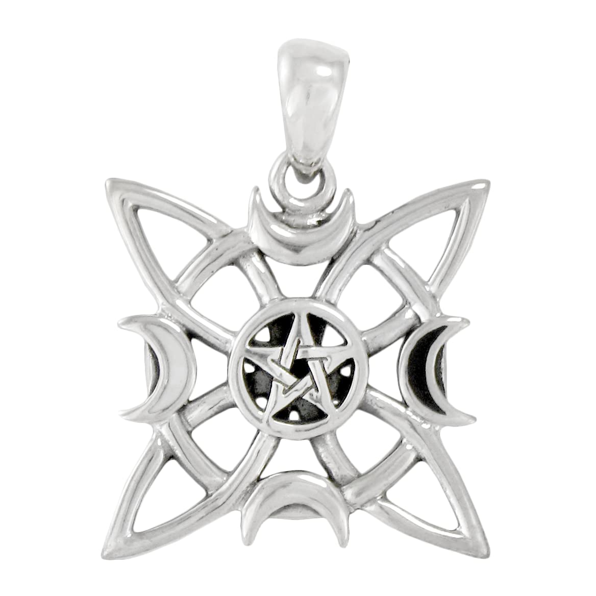 Witches Knot Jewelry for Women - .925 Sterling Silver Protective Wiccan Witchy Moon Pentacle Pendant Jewelry
