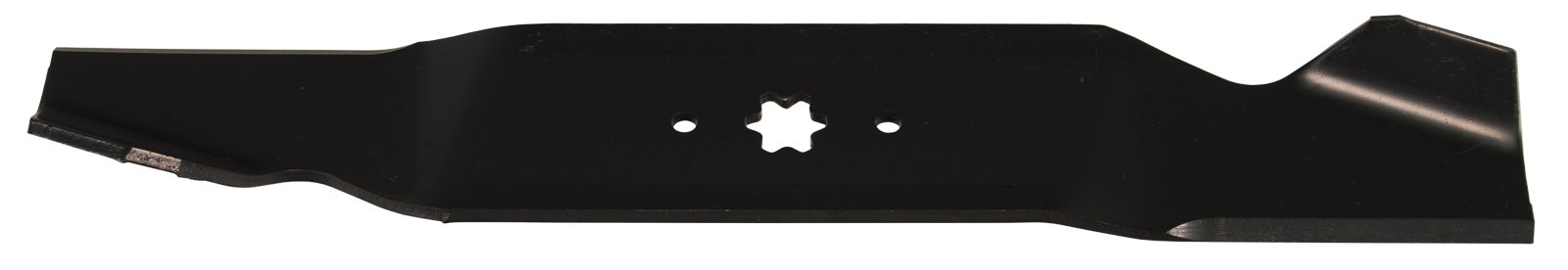 USA Mower Blades 6 MTR6771BP Notched High-Lift for MTD Toro 742-0677 942-0677 335-855 98024 Length 18-1/2 in. Width 3 in. Thickness .200 in. Center Hole 6 Point Star 54 in. Deck