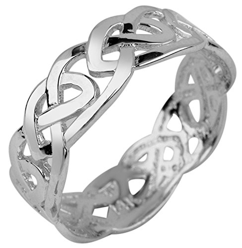 Women's 14k White Gold Celtic Wedding Band Trinity Knot Eternity Ring (8.5)