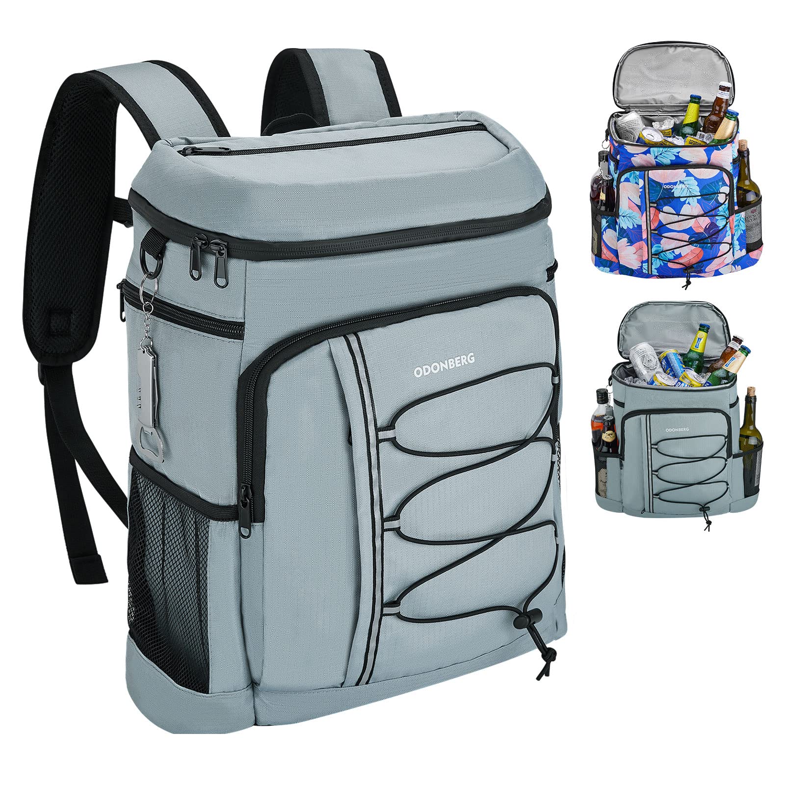 TINGCHUAN Cooler Backpack, 35 Can Backpack Cooler Leak Proof, Insulated Soft Cooler Pack, Camping Cooler, Beach Cooler, Freezer Backpack, Lightweight Travel Cooler Lunch Backpack (Gray-1)
