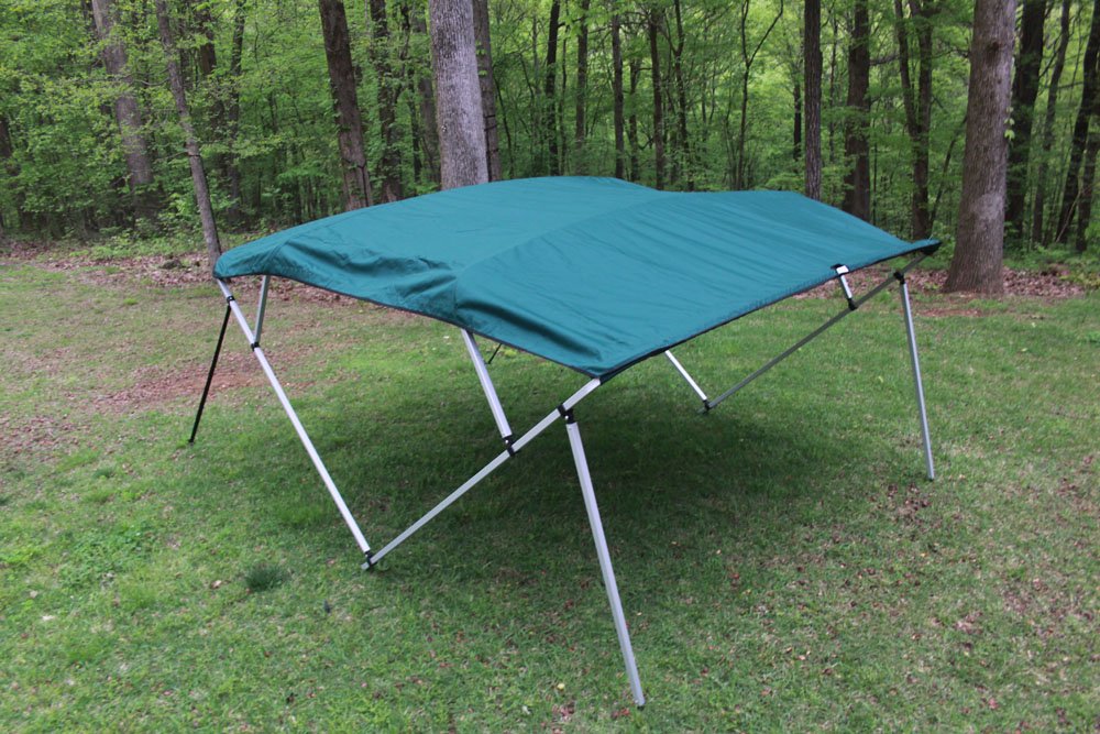 Vortex Direct Dark Green Fabric Square Tube Frame 4 Bow Bimini, 10' Long, 91"-96" Width