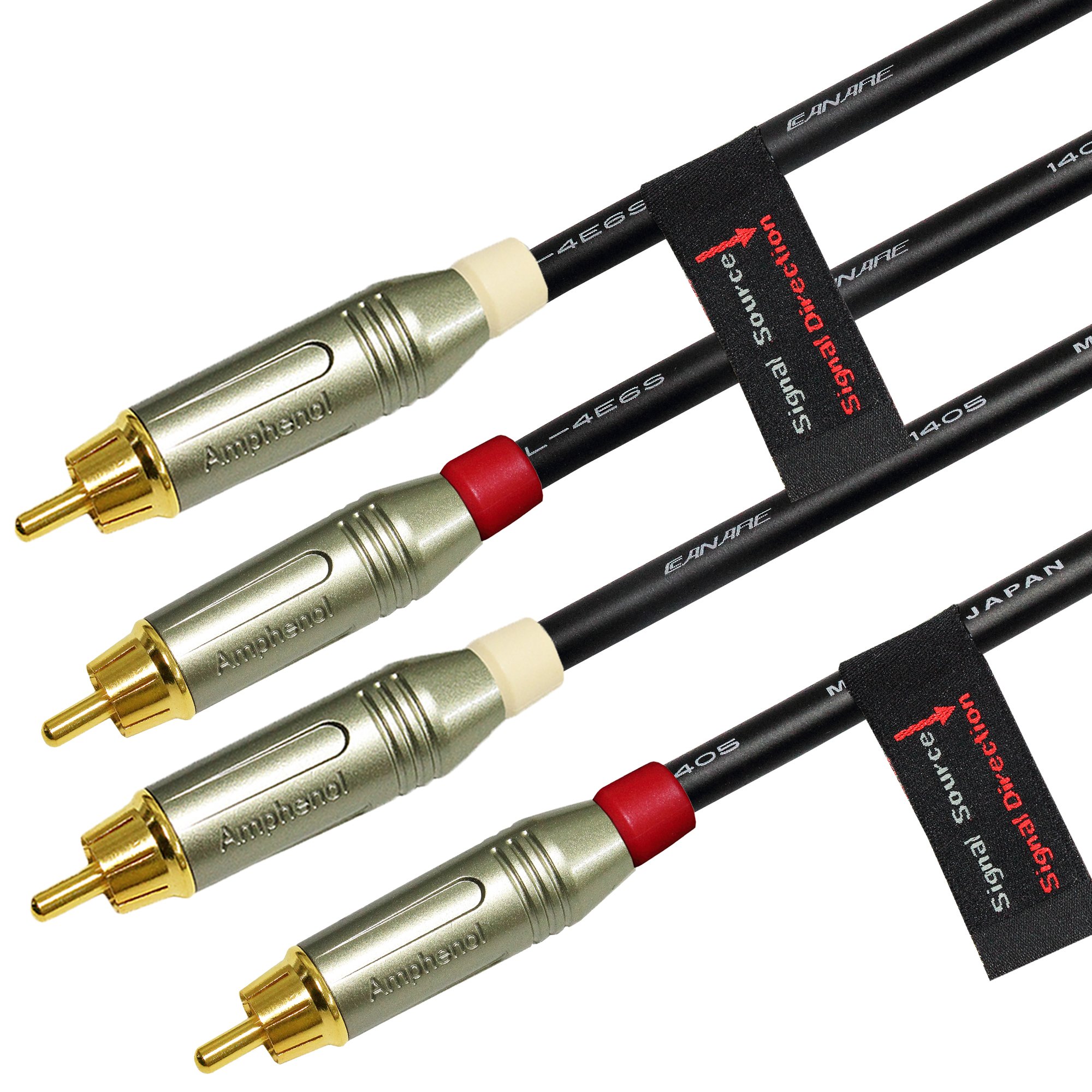 WORLDS BEST CABLES 3 Foot RCA Cable Pair - Made with Canare L-4E6S, Star Quad, Audio Interconnect Cable and Amphenol ACPR Gold RCA Connectors β Directional Design - CUSTOM MADE