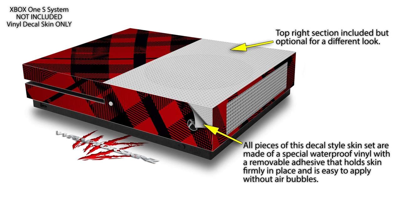 WraptorSkinz Decal Vinyl Skin Wrap Compatible with Xbox One S Console and Controllers - Red Plaid