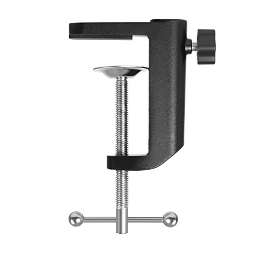 YNGRUE Microphone Arm Stand C Shape Desk Table Mounting Clamp for Microphone Mic Suspension Boom Scissor Arm Stand Holder with Adjustable Screw, Fits up to 2.3in/5.9cm Desktop Thickness