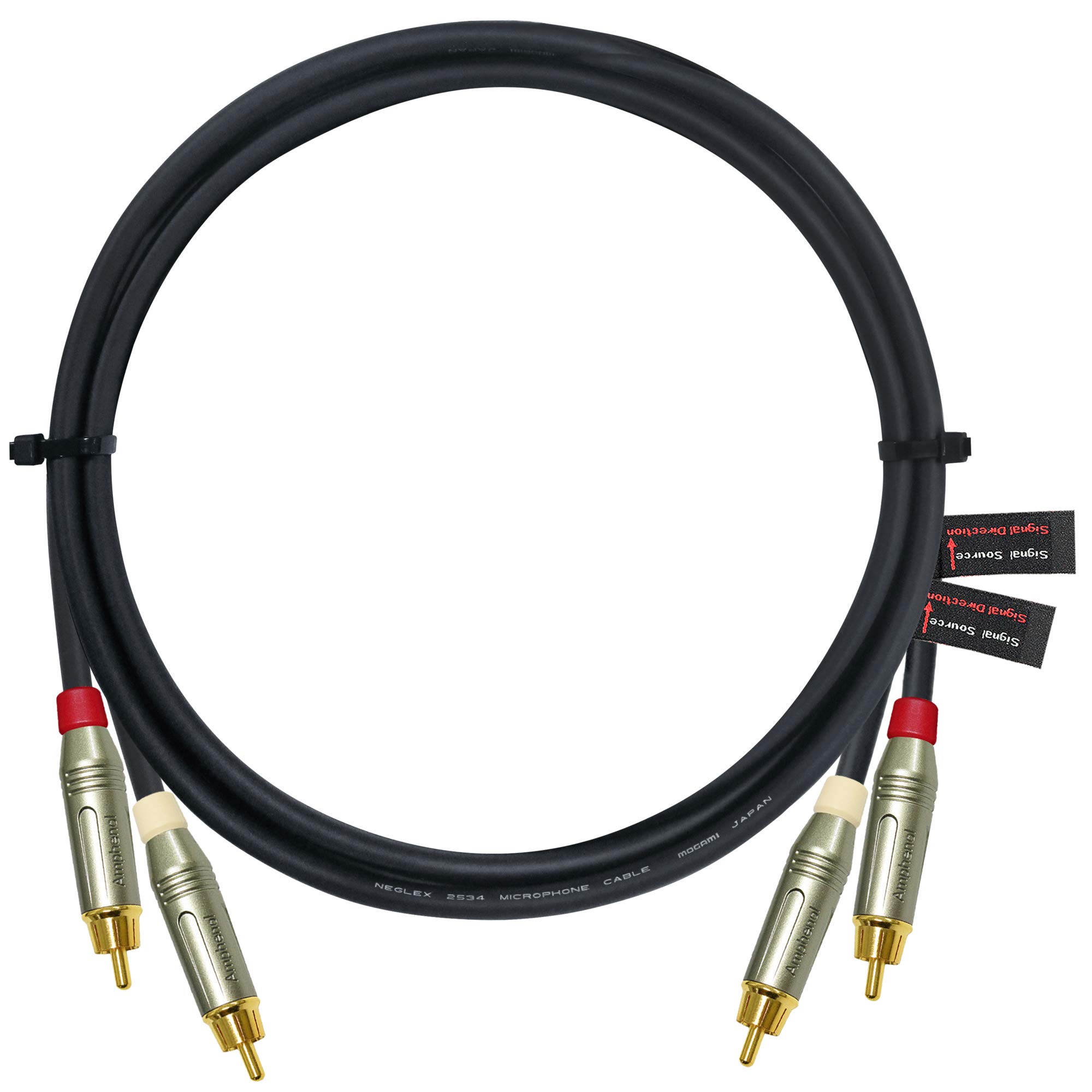 WORLDS BEST CABLES 2.5 Foot β Directional Quad High-Definition Audio Interconnect Cable Pair CUSTOM MADE using Mogami 2534 wire and Amphenol ACPR Die-Cast, Gold Plated RCA Connectors