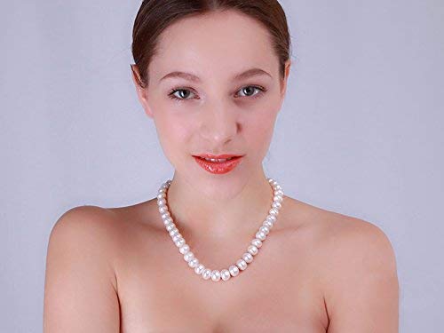 Womens Classic Small Pearl Necklace 6mm White Freshwater Pearl Necklace Choker 16"