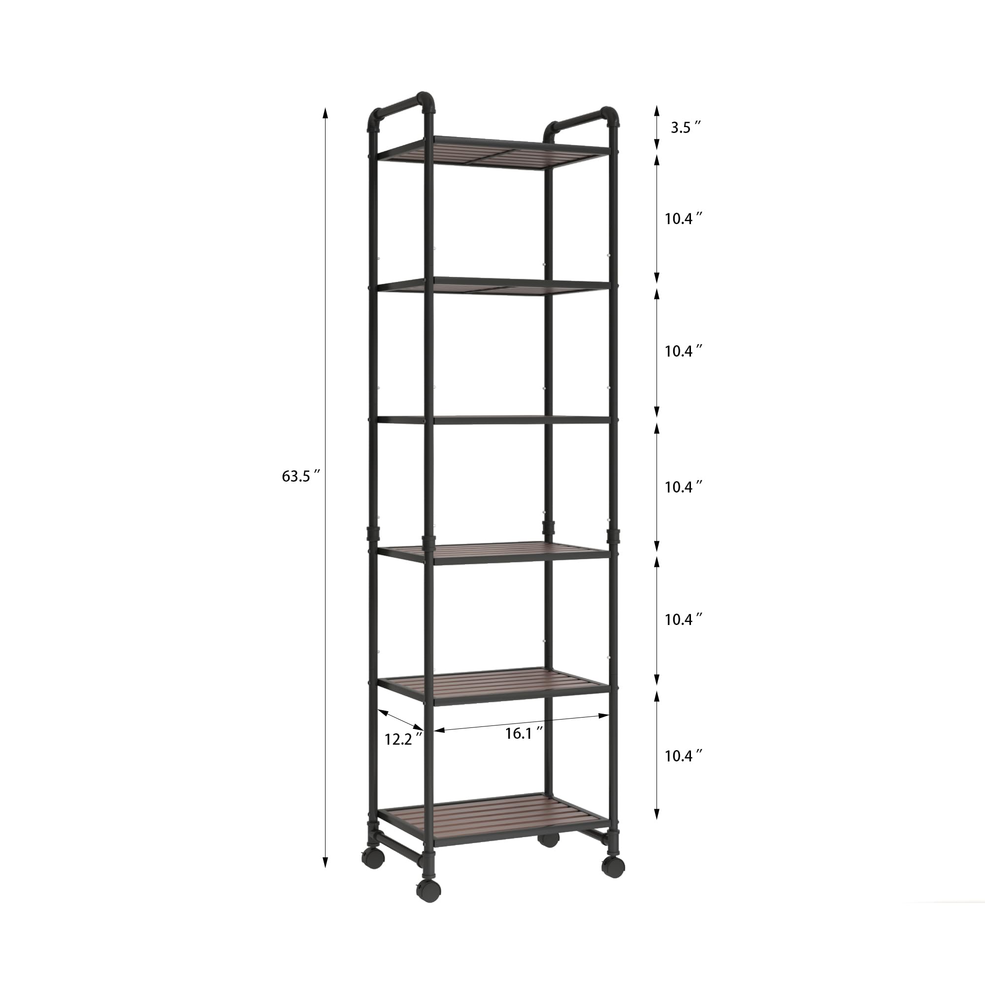 USIIN 6-Tier Corner Shelf with Rolling Design Plant Flower Shelf Rack Bathroom Storage Practical Storage Rack Metal Frame- Versatile Storage Solution