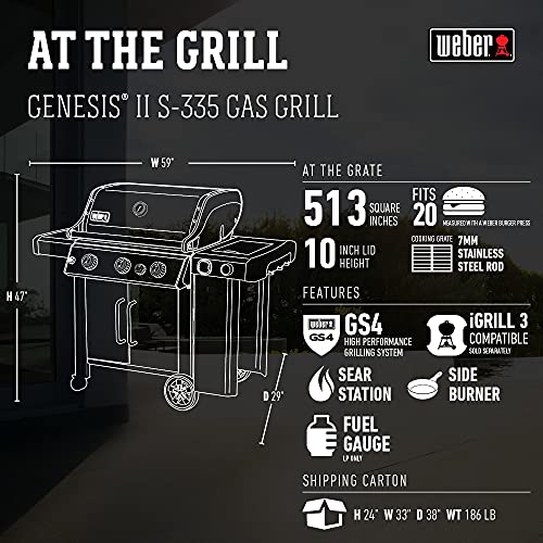 Weber Genesis II S-335 3-Burner Liquid Propane Grill, Stainless Steel