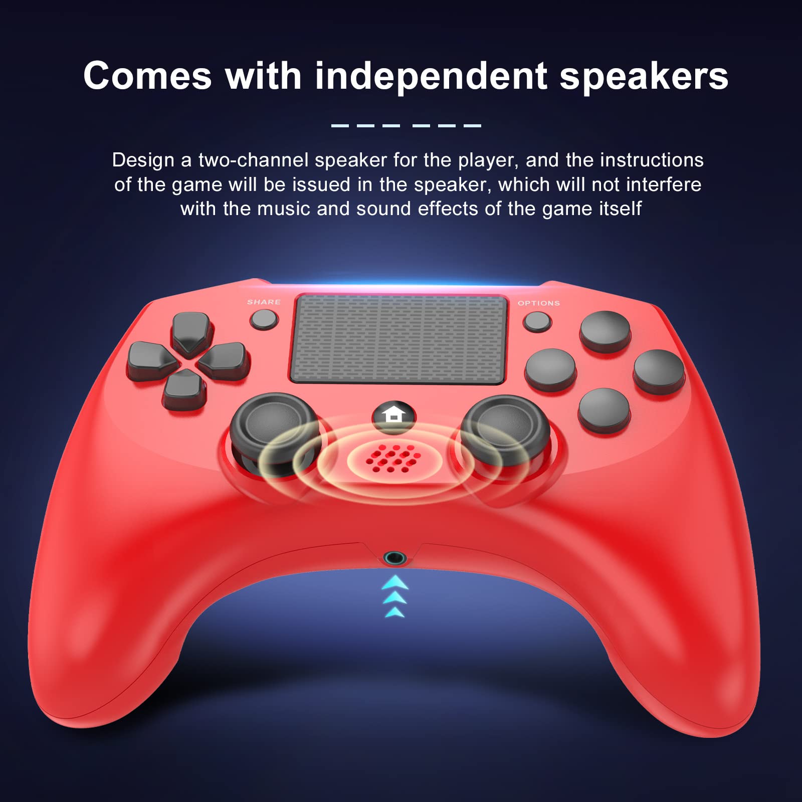 ZFY Wireless Controller Compatible with PS4/Slim/Pro/PC with 6-Axis Motion Sensor, PS4 Controller for Kids and Adults Red