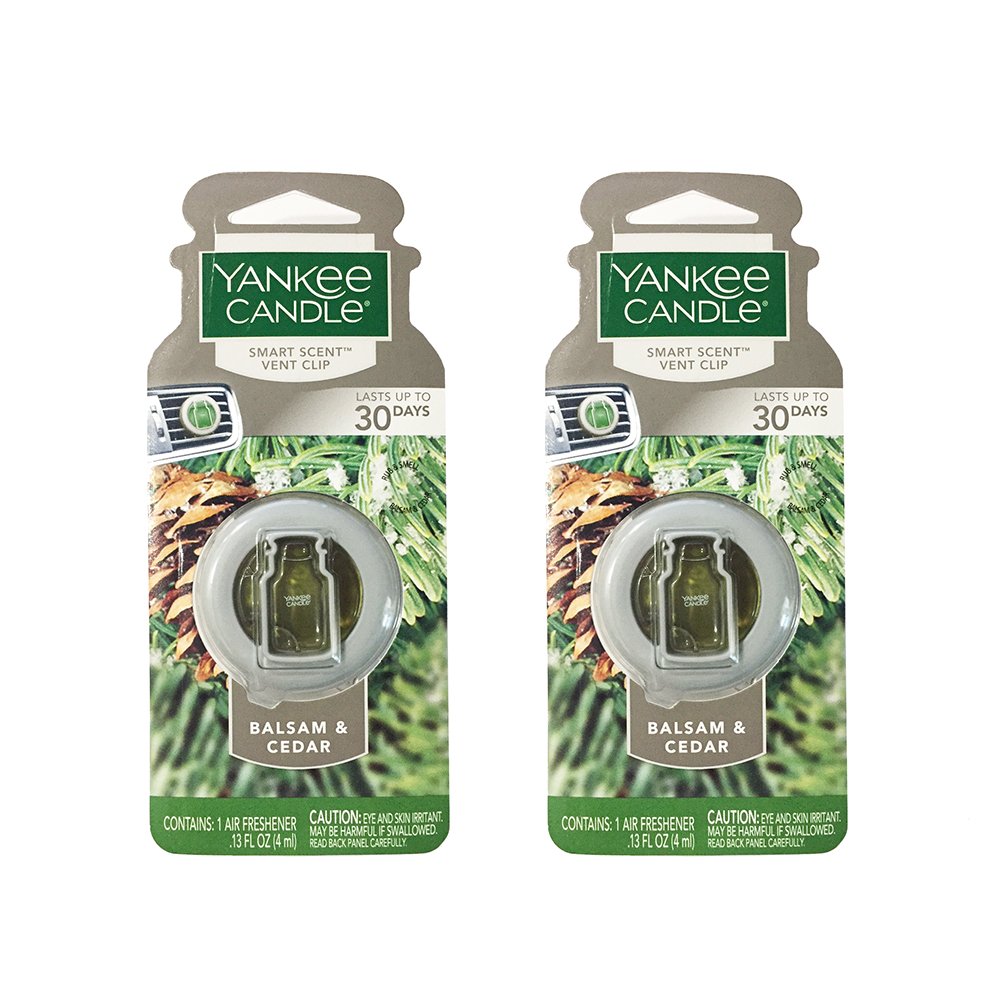 Yankee Candle Balsam & Cedar Smart Scent Car Vent Clip, 2 Pack