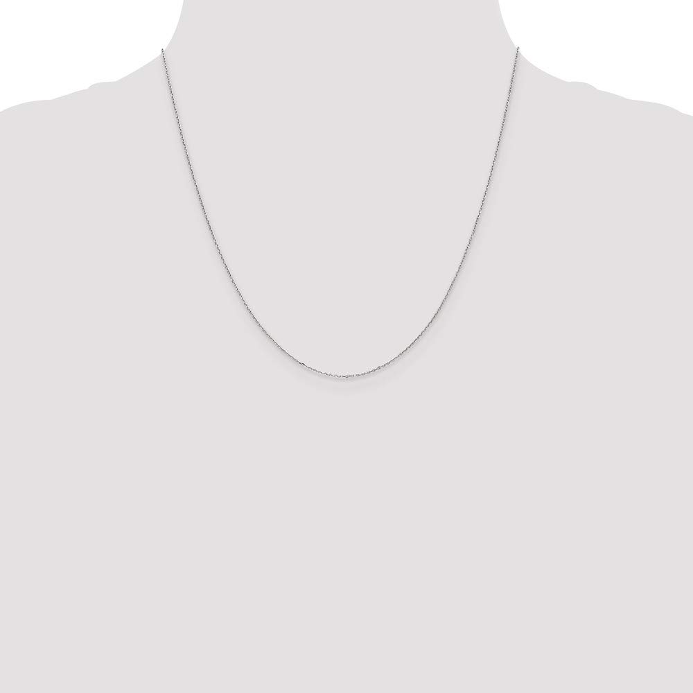 The Black Bow 0.8mm, 10k White Gold, Diamond Cut Cable Chain Necklace, 20 Inch