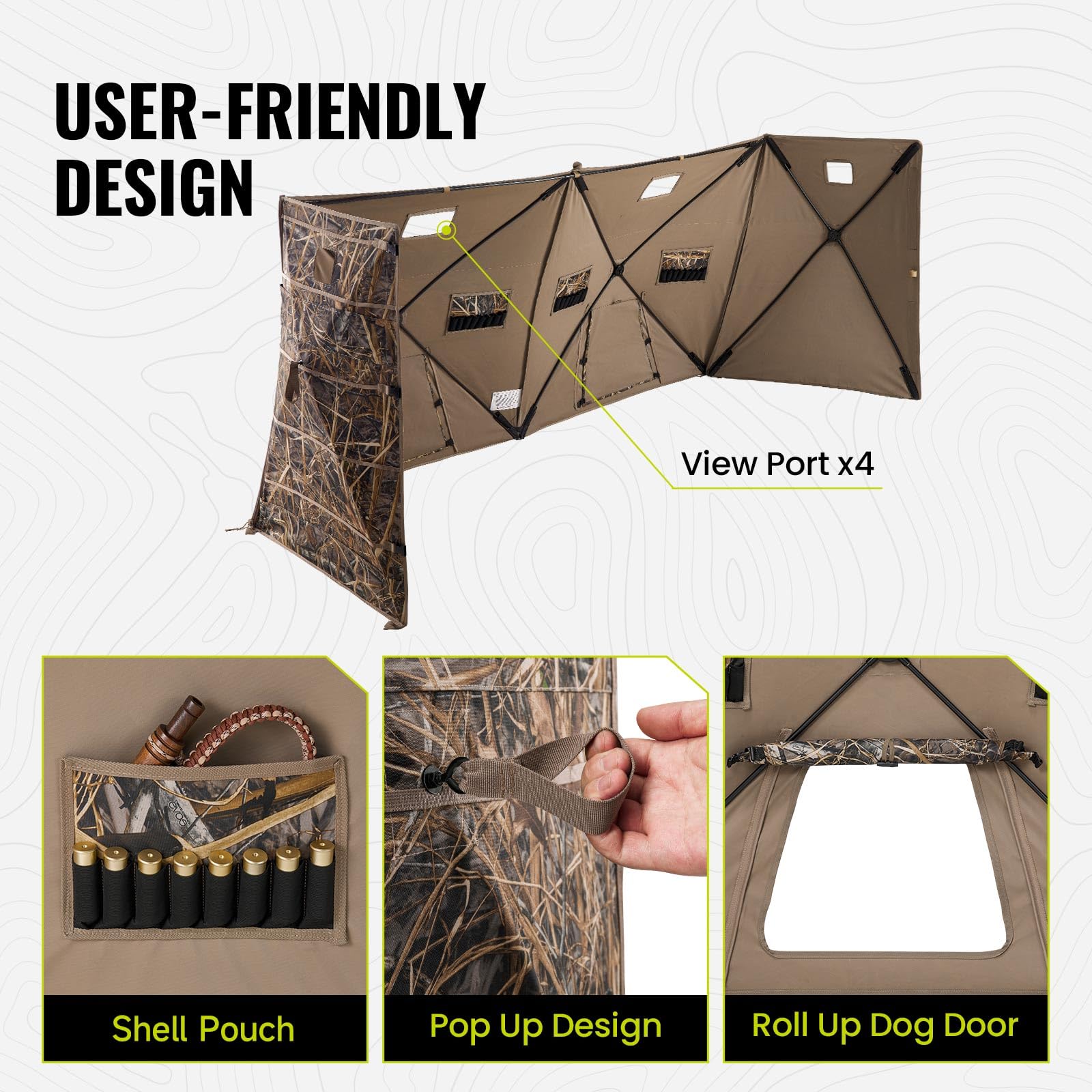 TIDEWE Hunting Blind Panel with Carrying Bag, 3-4 Person Pop-up Waterfowl Blinds, Resilient Field Duck Hunting Tent(Next Evos)
