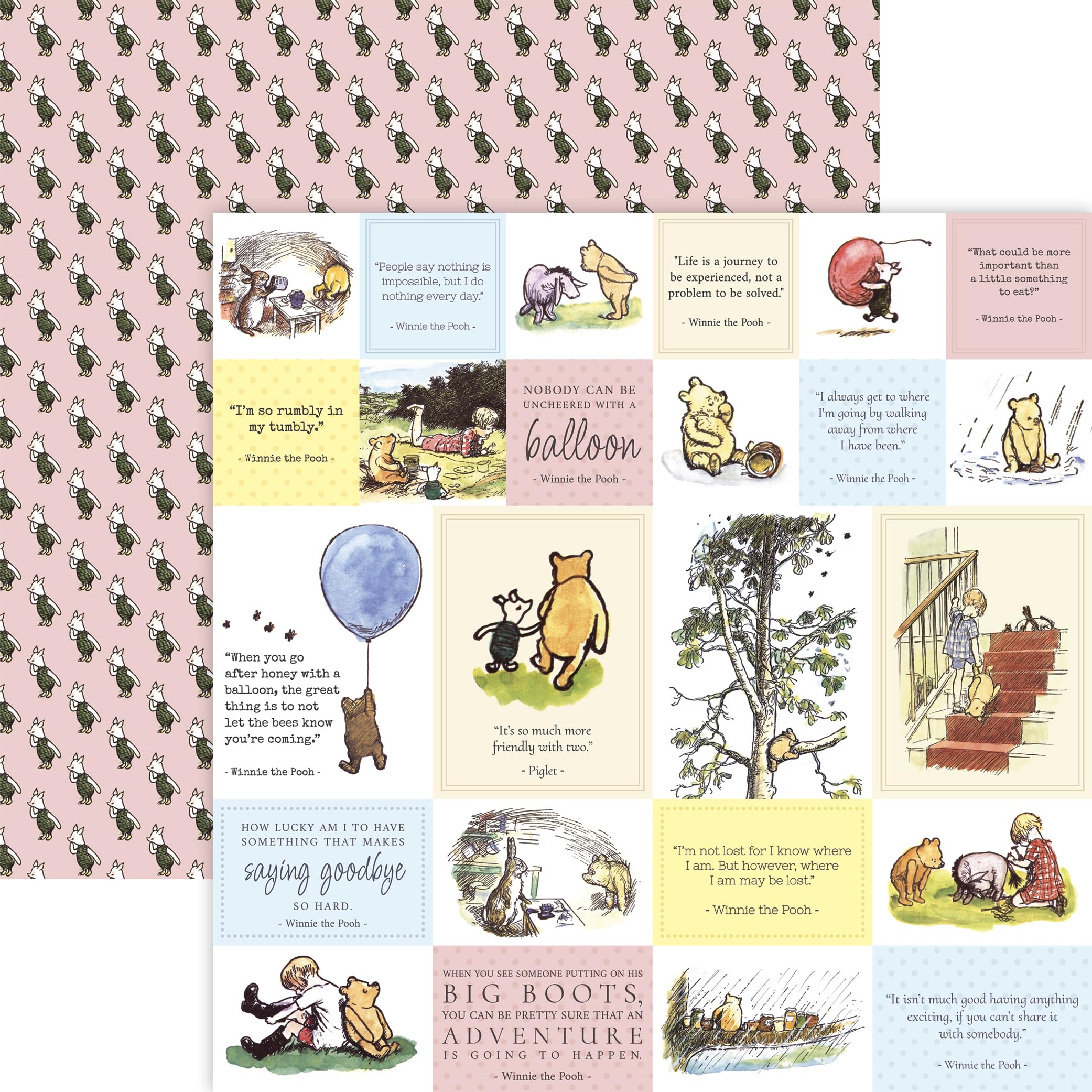 Winnie the Pooh - Friends Forever - 12x12 Scrapbook Paper - 5 Sheets