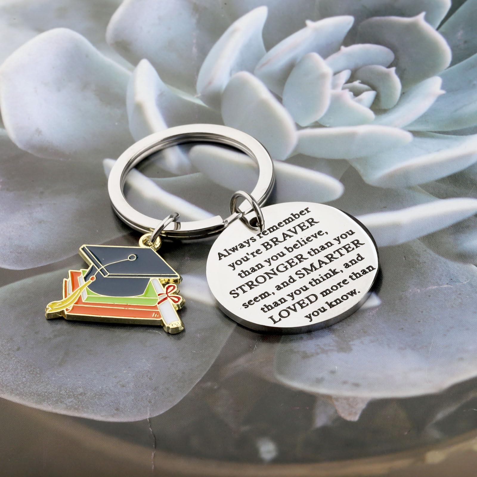 WSNANG Graduation Gift Always Remember You Are Braver Stronger Smarter Than You Think Keychain Inspirational Graduates Gift (Graduation Keychain)