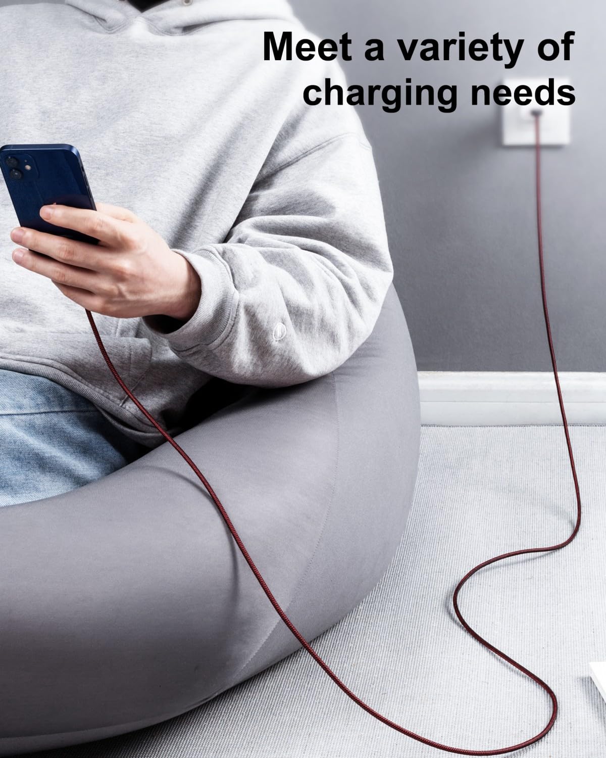 UYOUNG iPhone Charger Cable 3Pack 6FT Lightning Cable USB Long Heavy Duty Nylon Fast iPhone Charging Cord Compatible with iPhone 14/13/12/11/Pro/X/Xs Max/XR /8/7/6/6S/plus/iPad Mini-Red