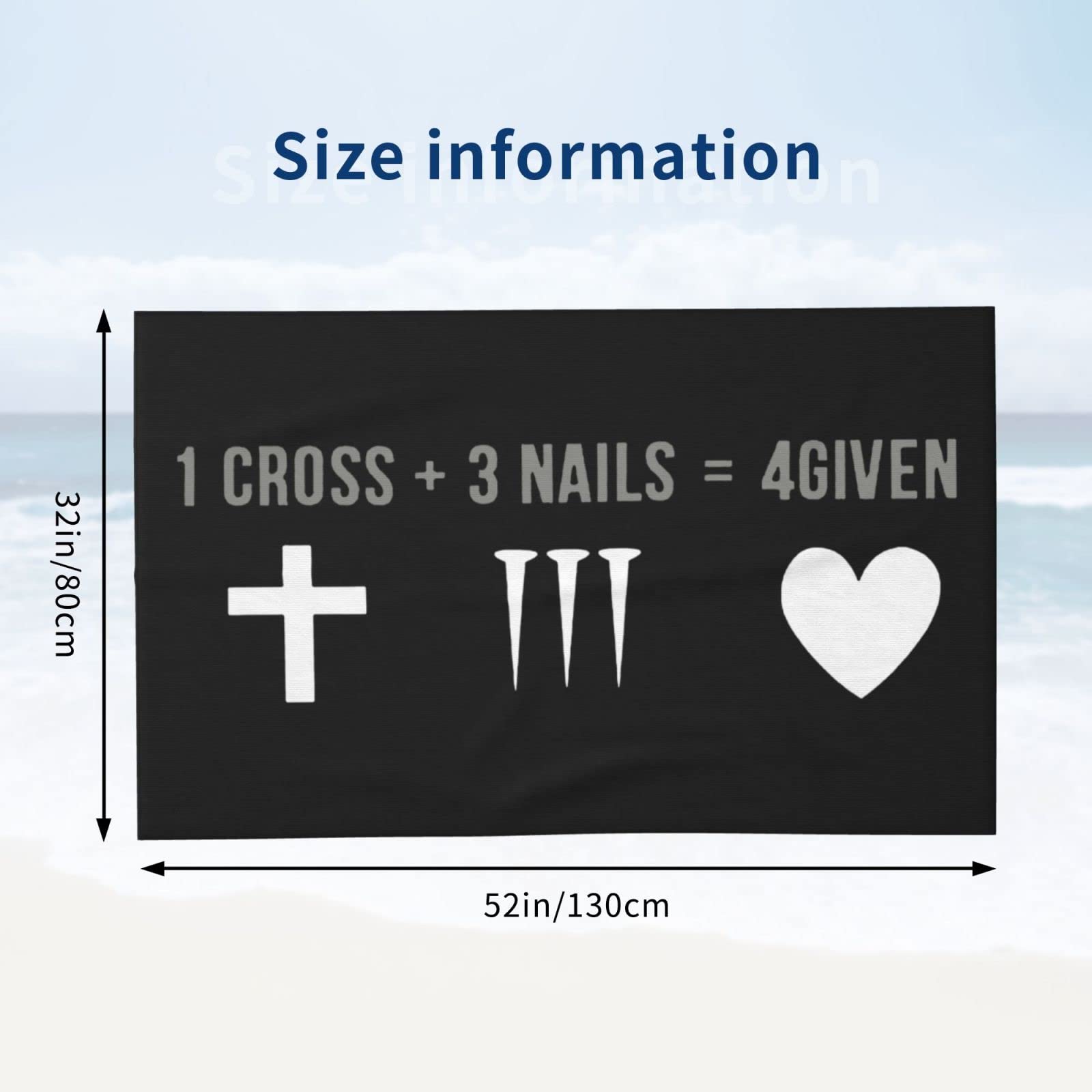 Zahika 1 Cross 3 Nails 4 Given Christian Cross Beach Towel Absorbent Bathroom Towels Beach Towels Oversized Super 32x52 Inch
