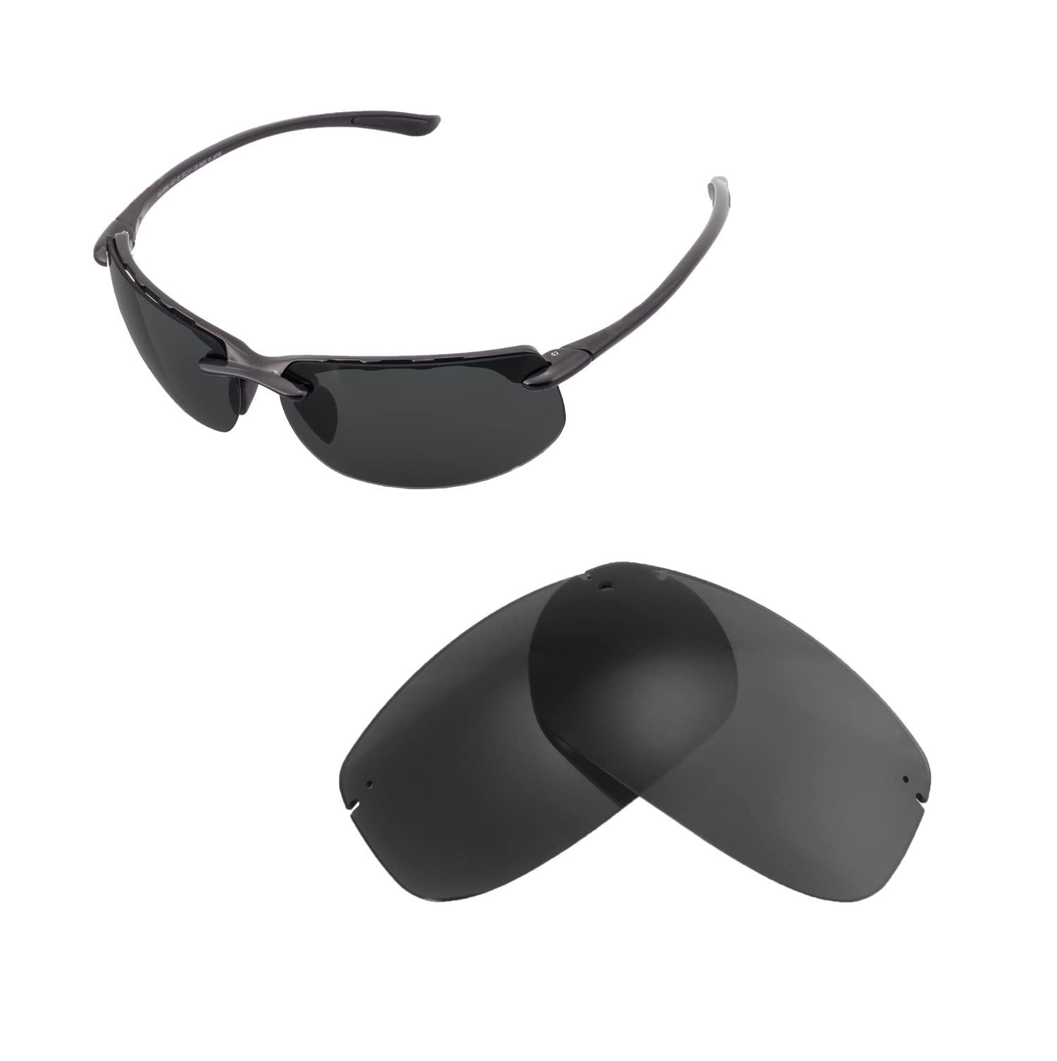 Walleva Black Polarized Replacement Lenses For Maui Jim Banyans Sunglasses
