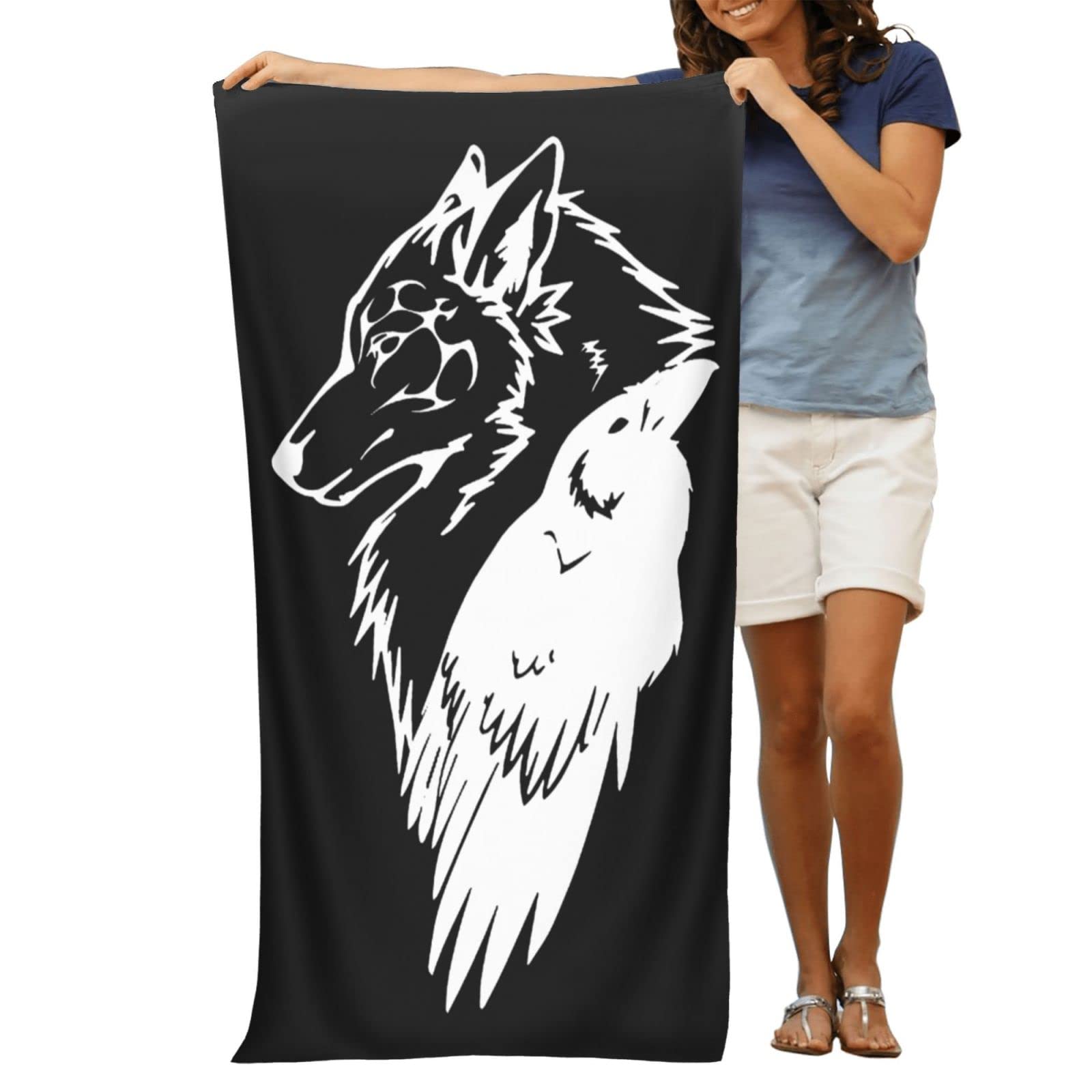 Zahika Odin Viking Norse Wolf Beach Towel Absorbent Bathroom Towels Beach Towels Oversized Super 32x52 Inch