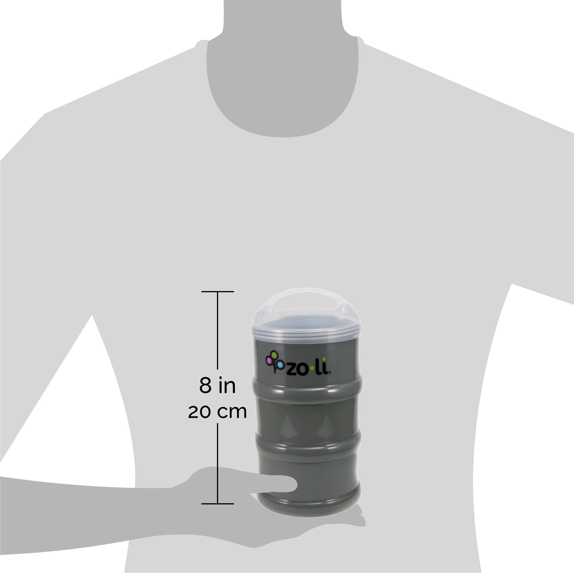 Zo·Li Pet Treat Tower Grey | Large stackable pet treat containers, pet food travel container, 3 containers 8oz each, modular pet snack holder, dog treat containers