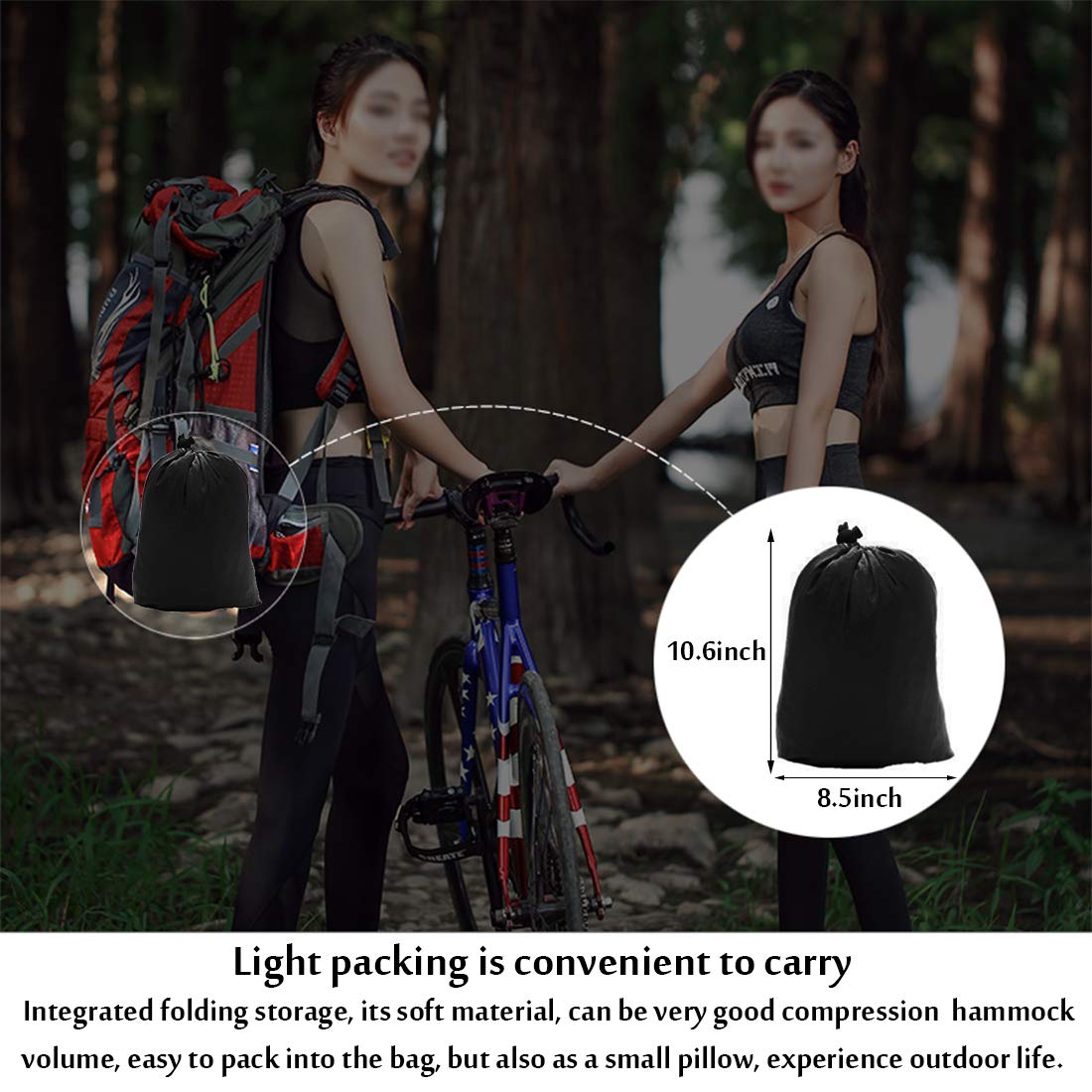 Yeeco Black Camping Hammock, Portable Nylon Hammocks, Hammock with Mosquito Net and Tree Straps, Lightweight 2 Person Hammock for Camping, Outdoor, Hiking, Travel