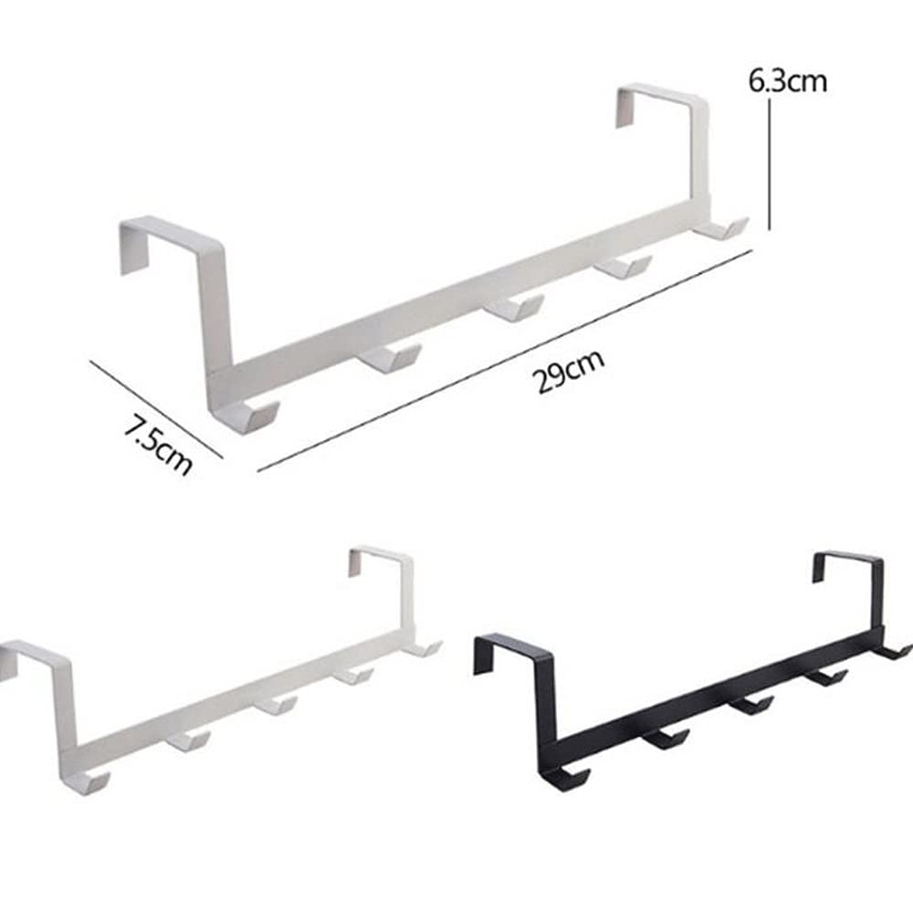 ZILZAL Metal Hooks for Hanging 2 Pcs Over The Door 5 Hooks Home Bathroom Organizer Rack Clothes Coat Hat Towel Hanger Shelf
