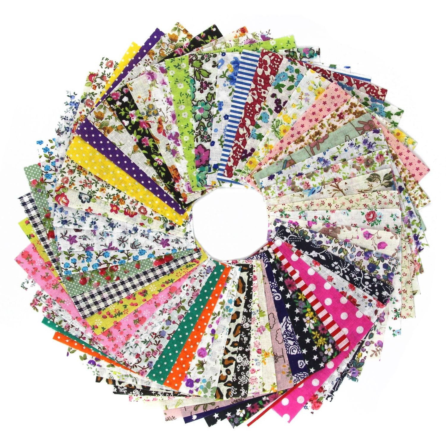 YOLLO DIY Quilting 60pcs 10cmx10cm Charm Pack Cotton Fabric Patchwork Bundle Fabrics Cloth Sewing
