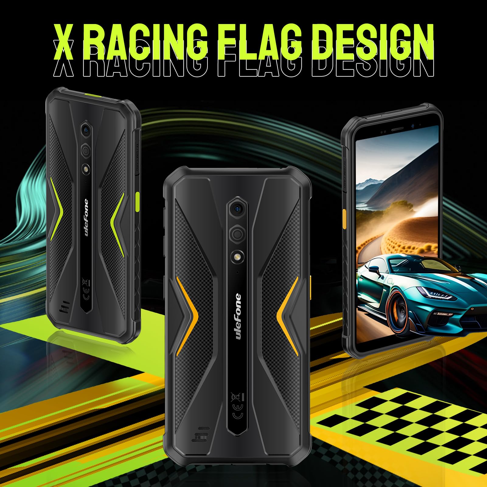Ulefone Armor X12 Pro Rugged Phones Unlocked, 5.45 inch Screen, Android 13, 8GB + 64GB, 13MP + 8MP Waterproof Camera, 4860mAh Battery, Military Grade Smartphone, Face ID, NFC, OTG, WiFi - Orange