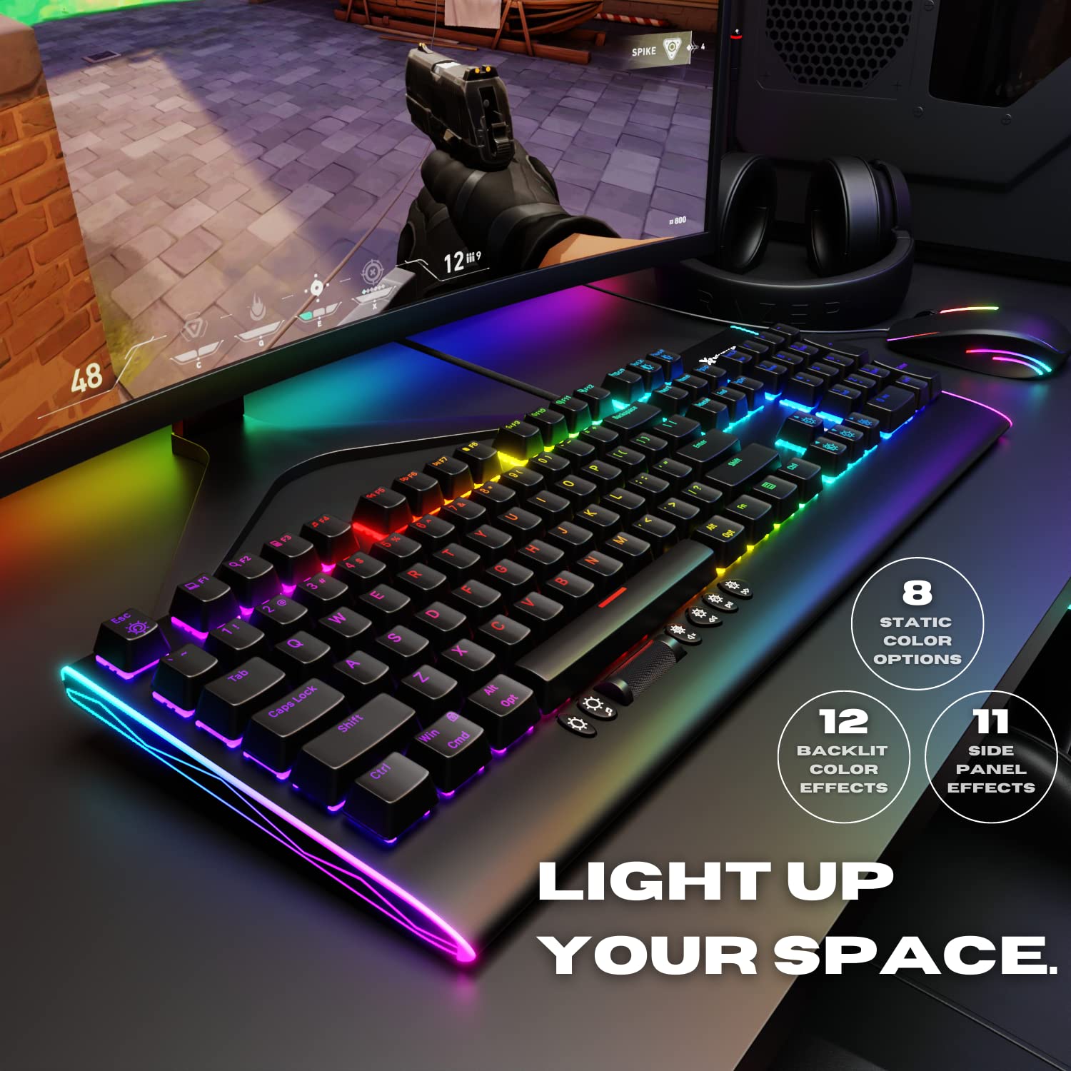 X9 RGB Mechanical Keyboard Gaming - Full Size USB Wired Mechanical Gaming Keyboard - Roller Bar, Metal Top Panel, Brown Switch - Mechanical RGB Keyboard