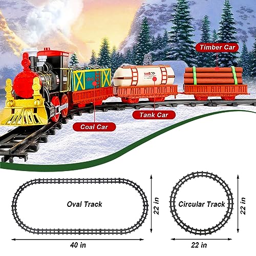 Wunila Christmas Electric Train Set with Smoke, Light & Sound for Kids Age 3-8+