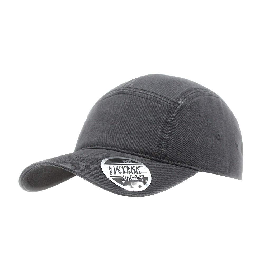 Washed Cotton Twill Five Panel Adjustable Camper Caps (Olvie Green)