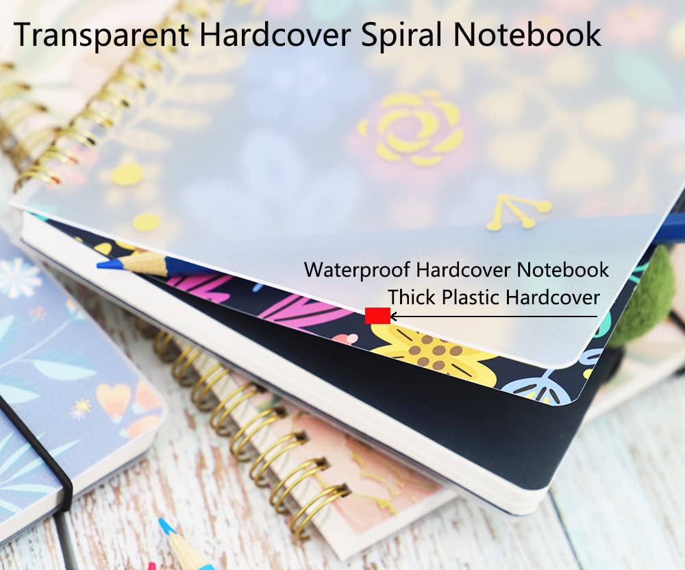 Zegrox Lined Spiral Journal Notebook, 6PCS,160 Pages, Medium 5.75 inches x 8.35 inches - 100 GSM Thick Paper, Hardcover, Double-Wire Spiral Journal & Notebook