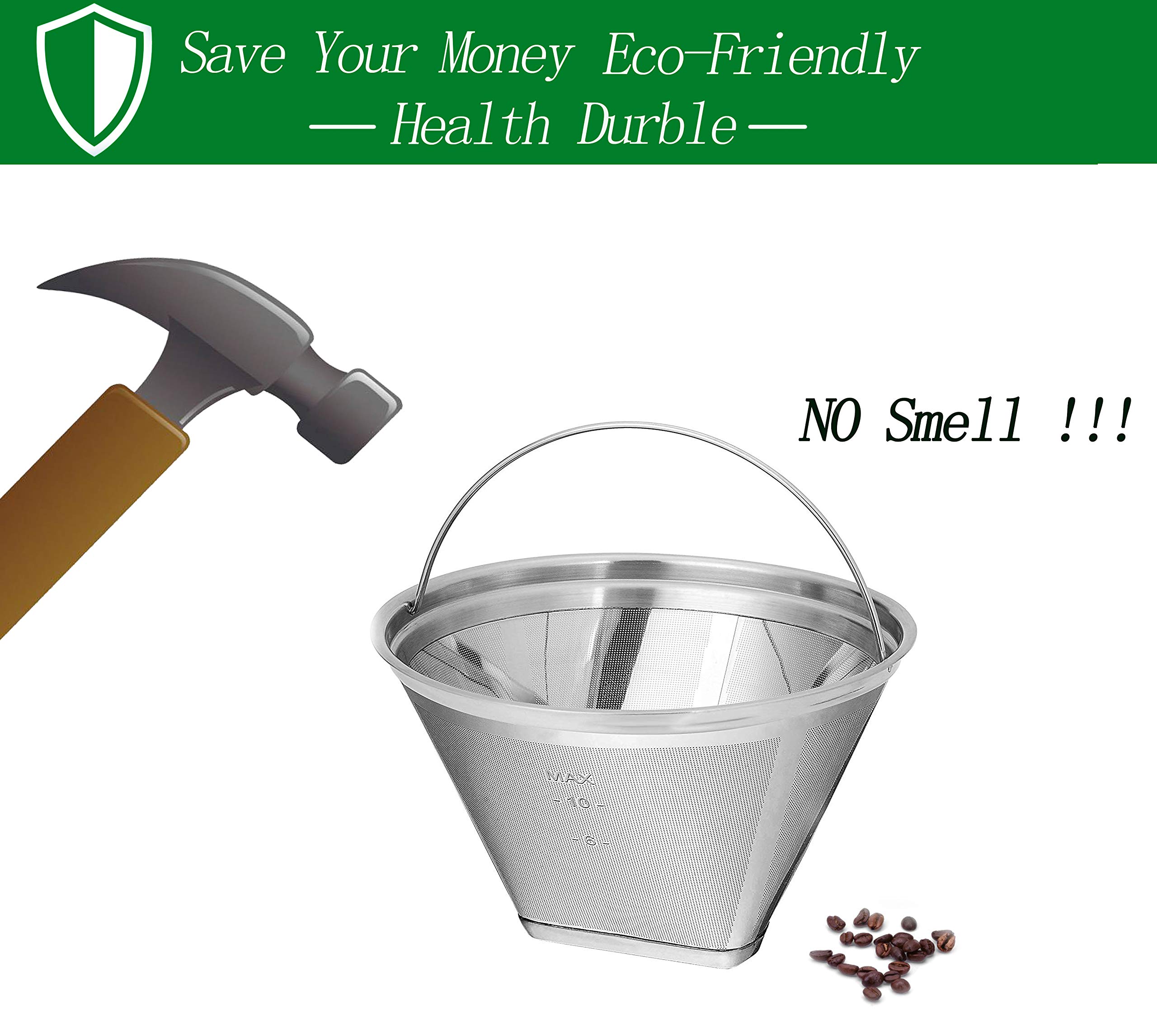 YEOSEN Coffee Filter 4 Cone Coffee Filter Reusable fit for Cuisenart Ninja Hamilton Beach Brewer (Not Applicable to Ninja CE251,Ninja CF200)