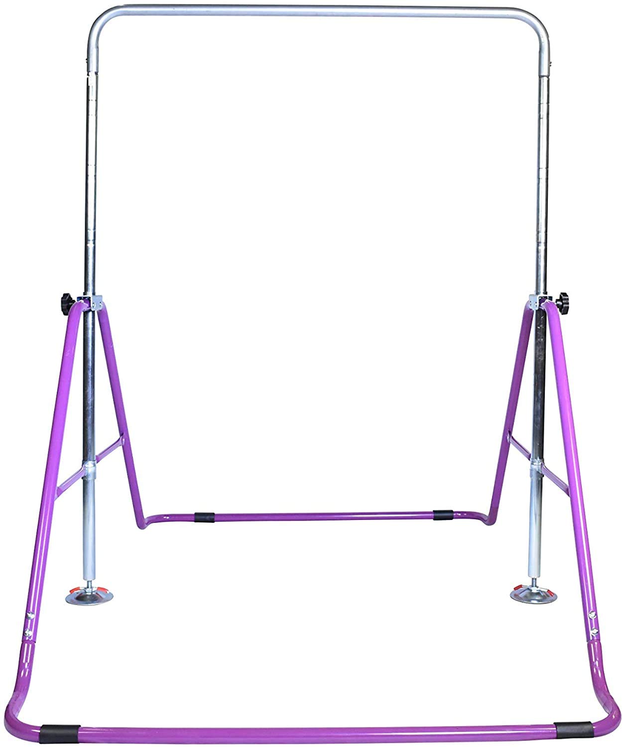 X Factor Kids Gymnastics Bar w 2x6 Tumble Mat Jungle Gym Horizontal Kip Bar Junior Training Height Adjustable Children Monkey Bars Folding Climb Tower Balance Bar Asymmetric Bar Playground (Purple)