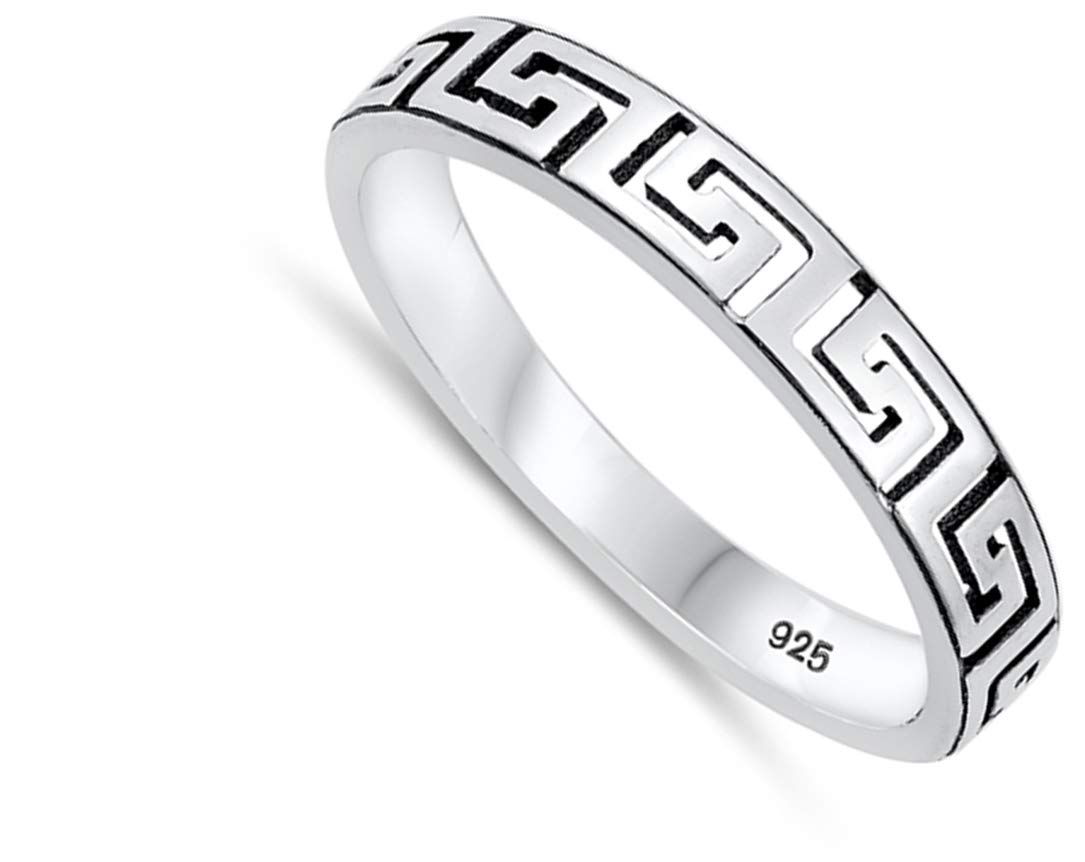 Wholesale Cutout Greek Key Ring New .925 Sterling Silver Band Size 9