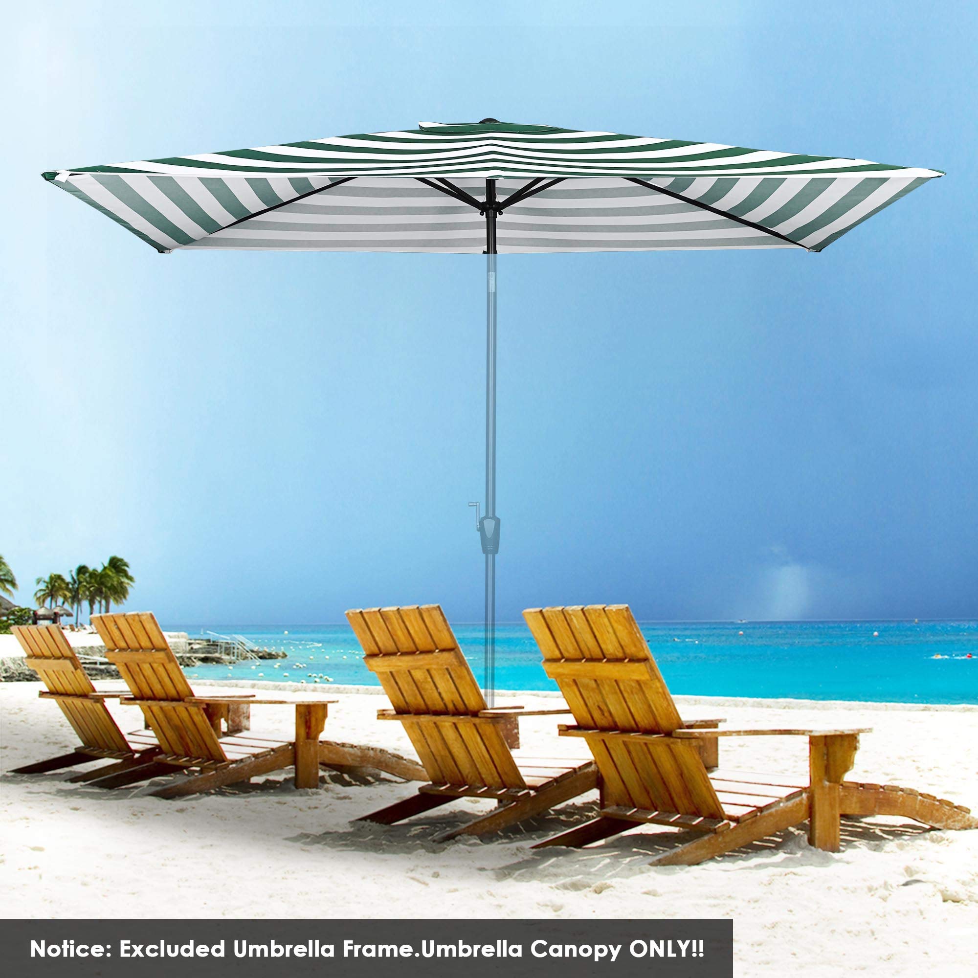 Yescom 10x6.5 Ft Patio Umbrella Replacement Canopy Market Table Top Sunshade Cover Home
