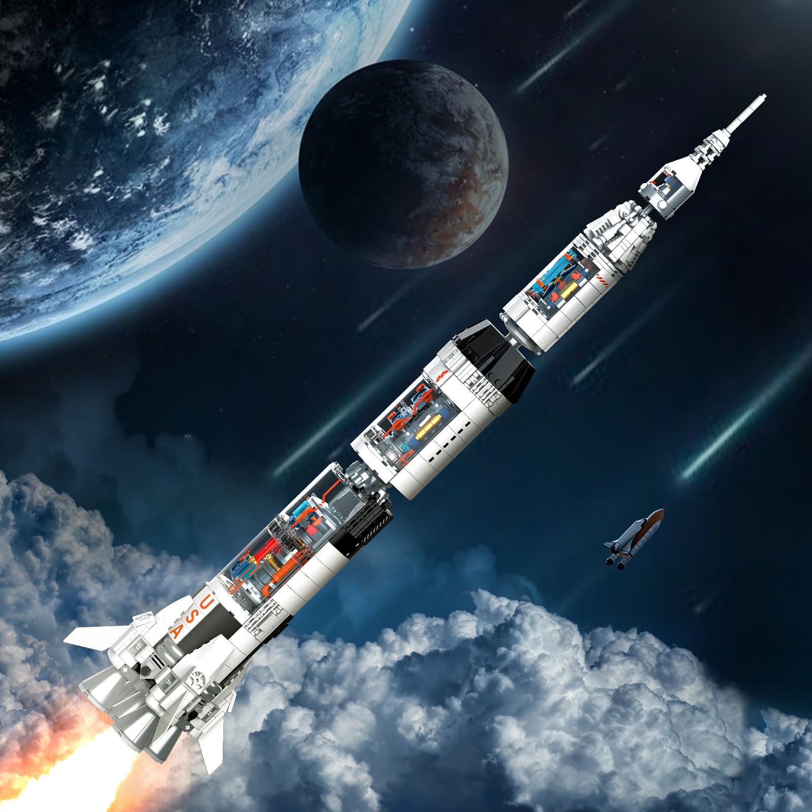 YESHIN Space Rocket Building Blocks Kits, DIY Creative Collectible Display Rocket Model Building Sets, Gift Toy for Kids Age 8+ /Adult Collections Enthusiasts (1571+Pieces)
