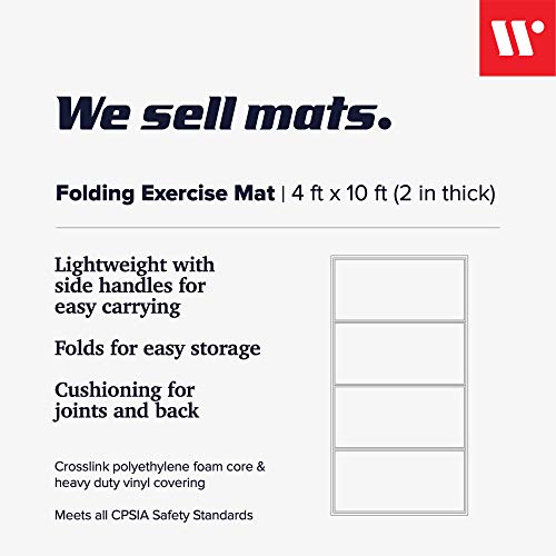 We Sell Mats 4 ft x 10 ft x 2 in Personal Fitness & Exercise Mat, Lightweight and Folds for Carrying, Black