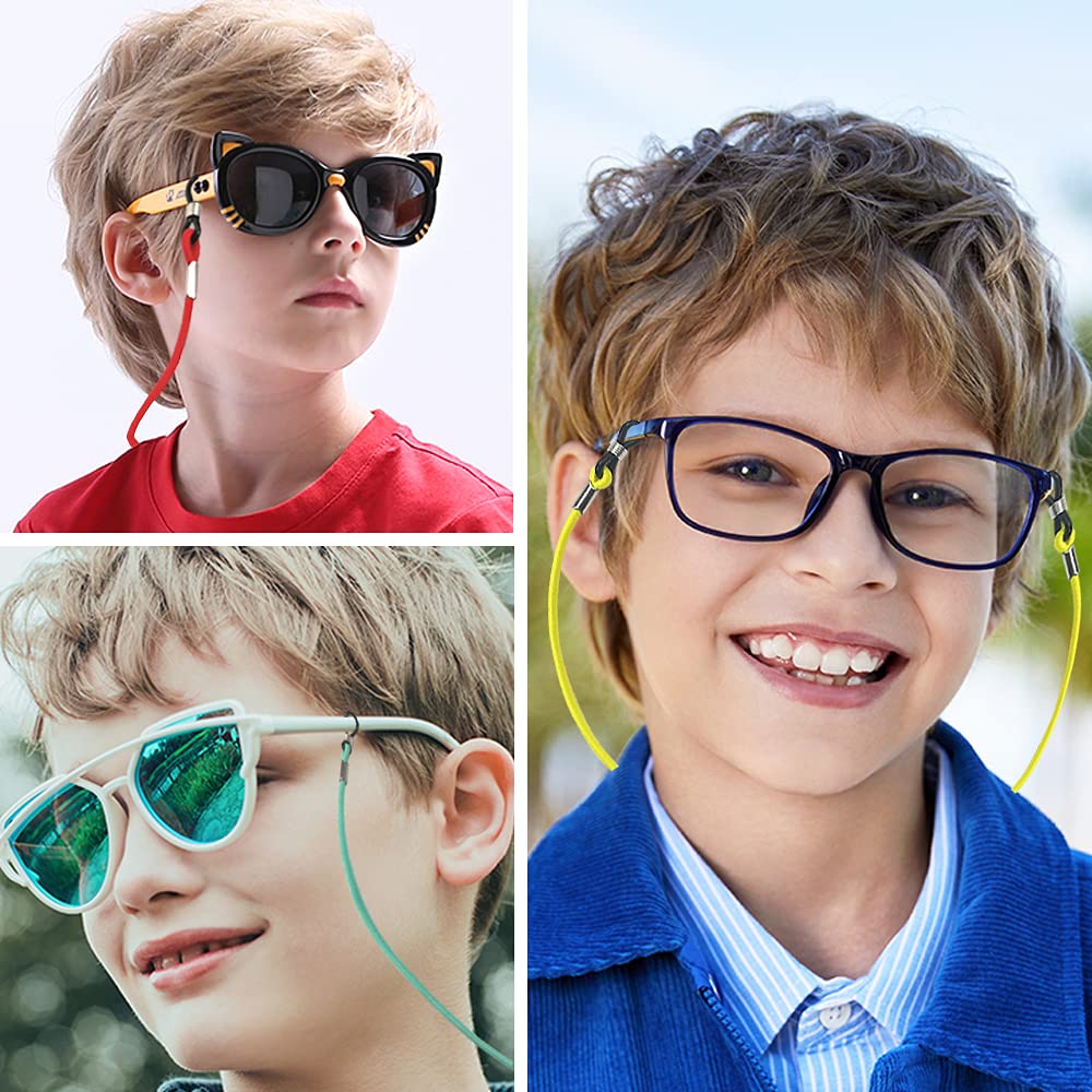 ZXSWEET 8PCS Kids Glasses Strap Unicorn Rainbow Adjuster Stretchy Eyeglass Strap for Girls Boys