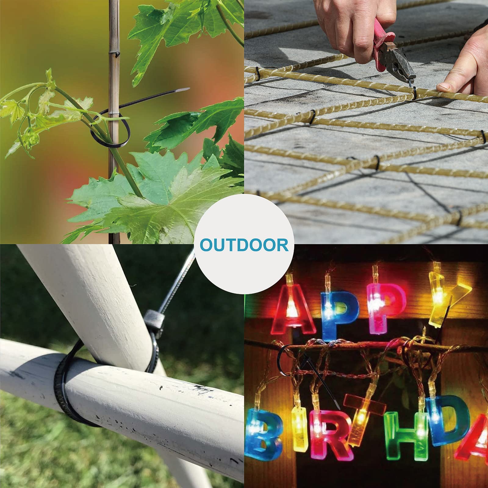 Zip Ties Assorted Sizes(4β+6β+8β+12β), 400 Pack, Black Cable Ties, UV Resistant Wire Ties by ANOSON