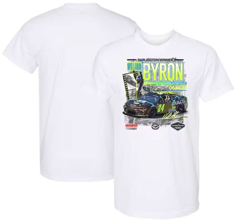 William Byron #24 NASCAR 2023 Goodyear 400 at Darlington Winner 5.14.2023 Win T-Shirt (as1, Alpha, x_l, Regular, Regular) White