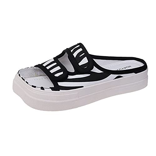 Womens Casual Slide Sandals Low Heeled Comfy Open Toe Slip on Anti Slip Hook and Loop Shoes for Outdoor