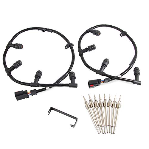 Wztepeng Glow Plug Harness with 8 pcs Glow Plugs Compatible with 2004-2010 Ford 6.0 Powerstroke F-250 F-350 F-450 E-350 E-450 Super Duty,Replace Part # 5C3Z-12A690-A 4C2Z-12A690-AB