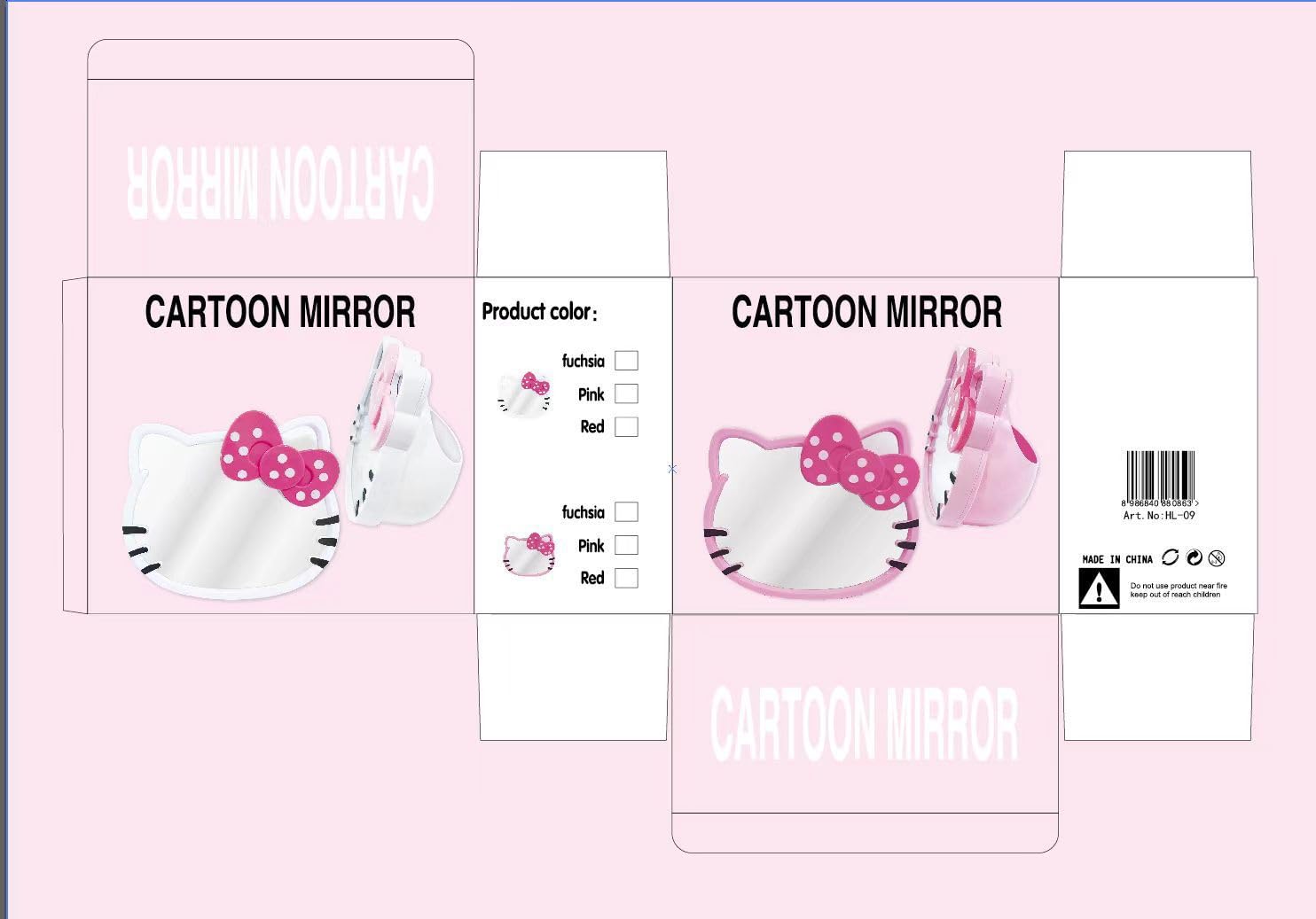 VNSPORT Desk Mirror, Kitty Cat Shape-Kawaii &Vanity Makeup Mirror for You in Bathroom or Bedroom- Pink, Birthday Gift for Hello, Kitty Fans
