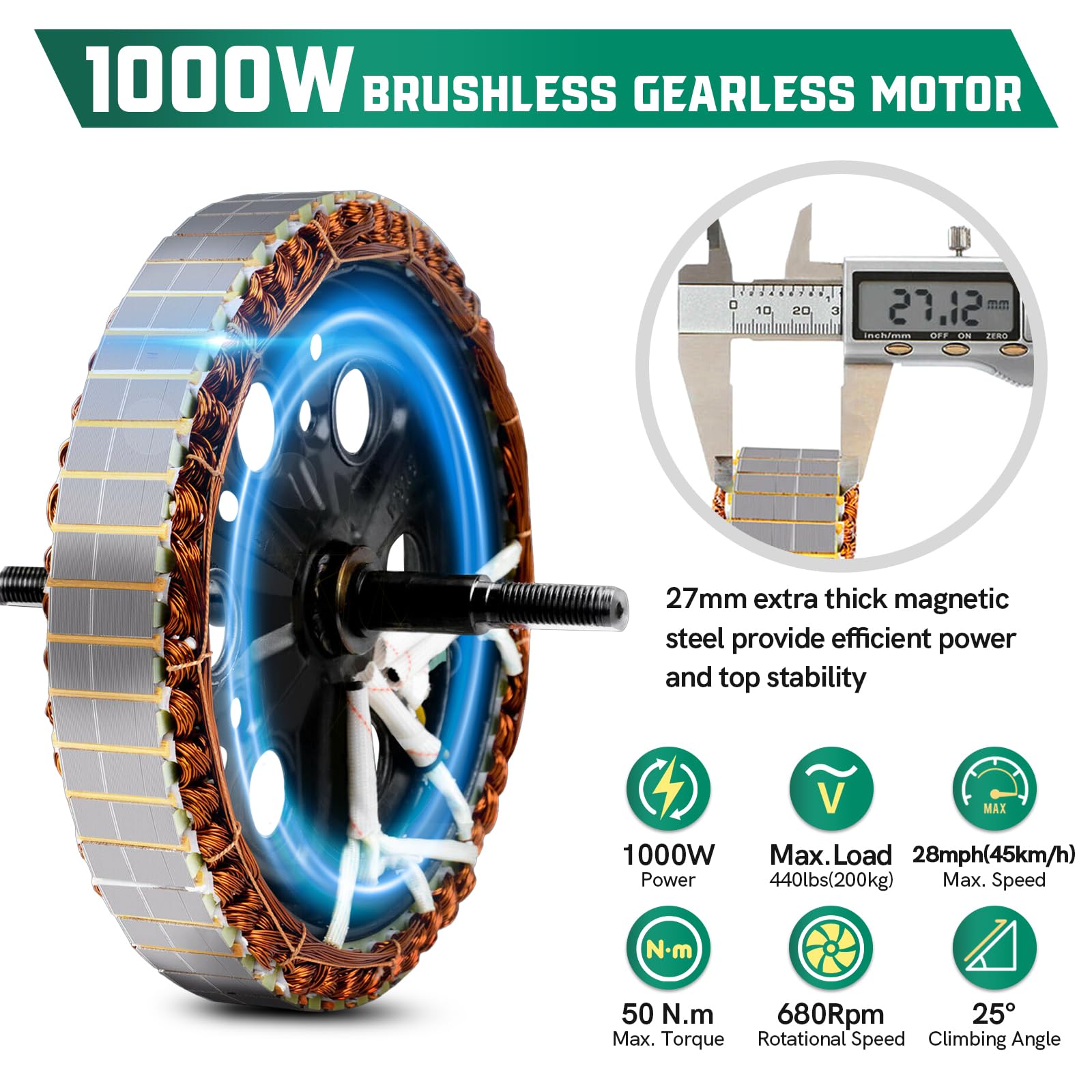Voilamart Electric Bicycle Kit 26" Rear Wheel 48V 1000W E-Bike Conversion Kit with LCD Display, Cycling Hub Motor with Intelligent Controller and PAS System for Road Bike(without Battery)