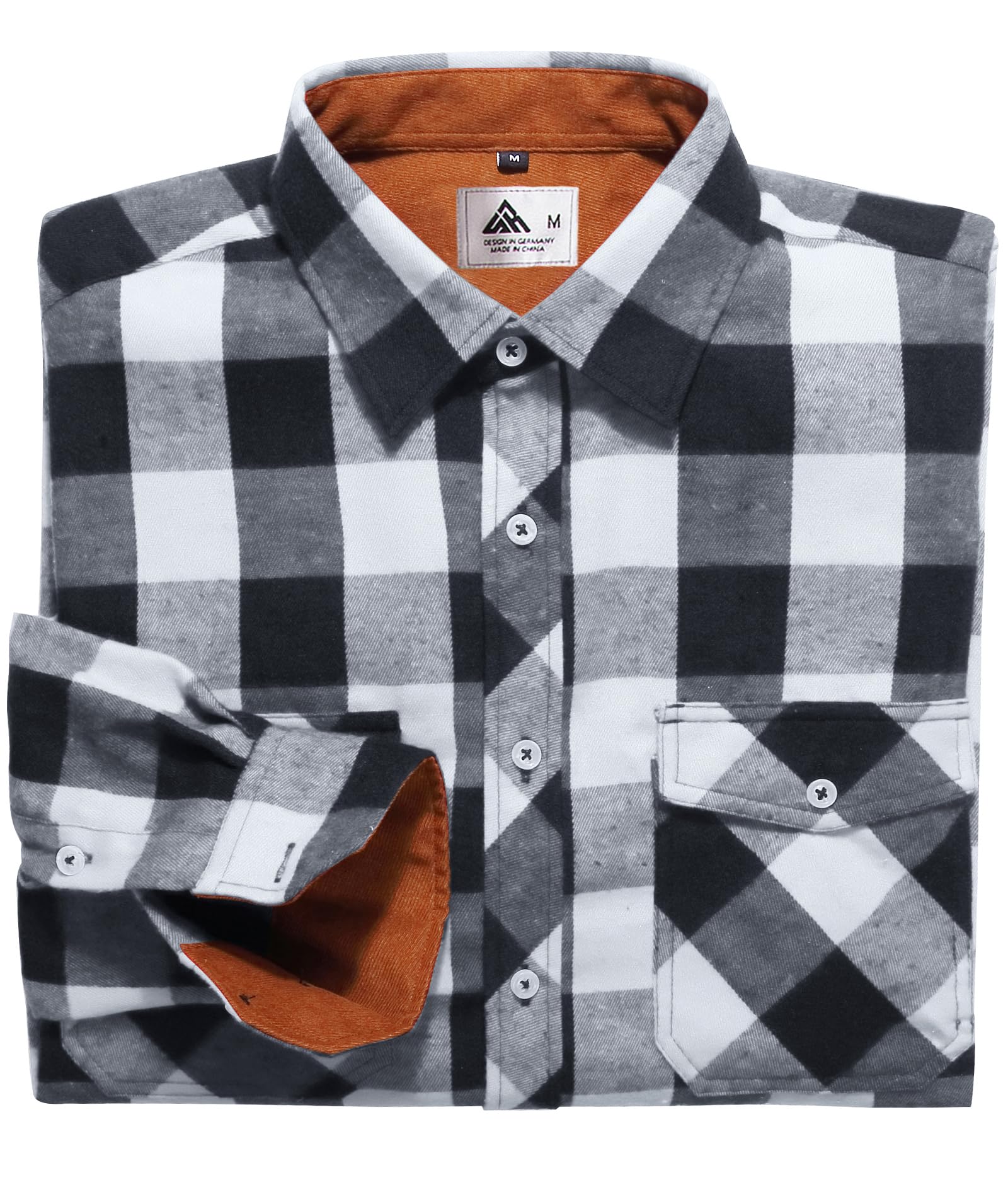 ZITY Flannel Plaid Shirt for Men Regular Fit Long Sleeve Casual Button Down Shirts White