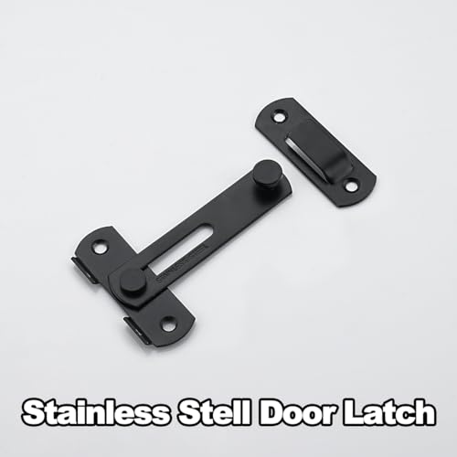 XQDWX Barrel Bolt Door Lock, thickened Stainless Steel Door Lock, Sliding door latch, Black, With Black Screws, 4 Inch, 914BB-BL