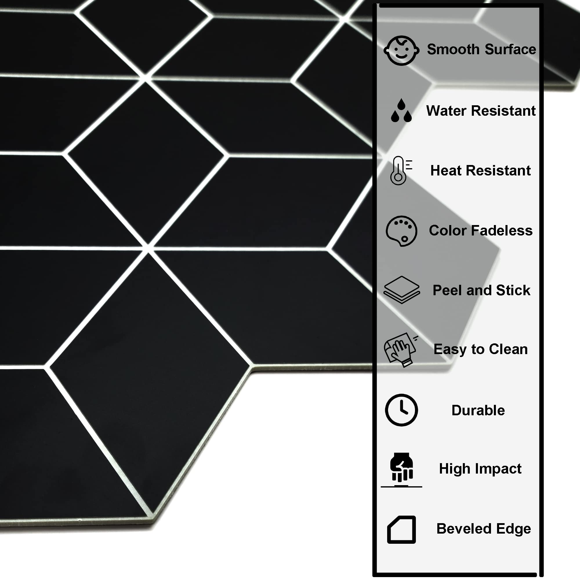The Tiles Plaza Rhombus Backsplash Tile for Kitchen Peel and Stick, Stone Composite Self Adhesive Tiles, 3D Cube Wall Tile for Kitchen, 12 x 13 Inch 10 Sheets Navy Blue